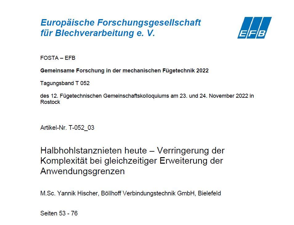 Halbhohlstanznieten heute – Verringerung der Komplexität bei ...